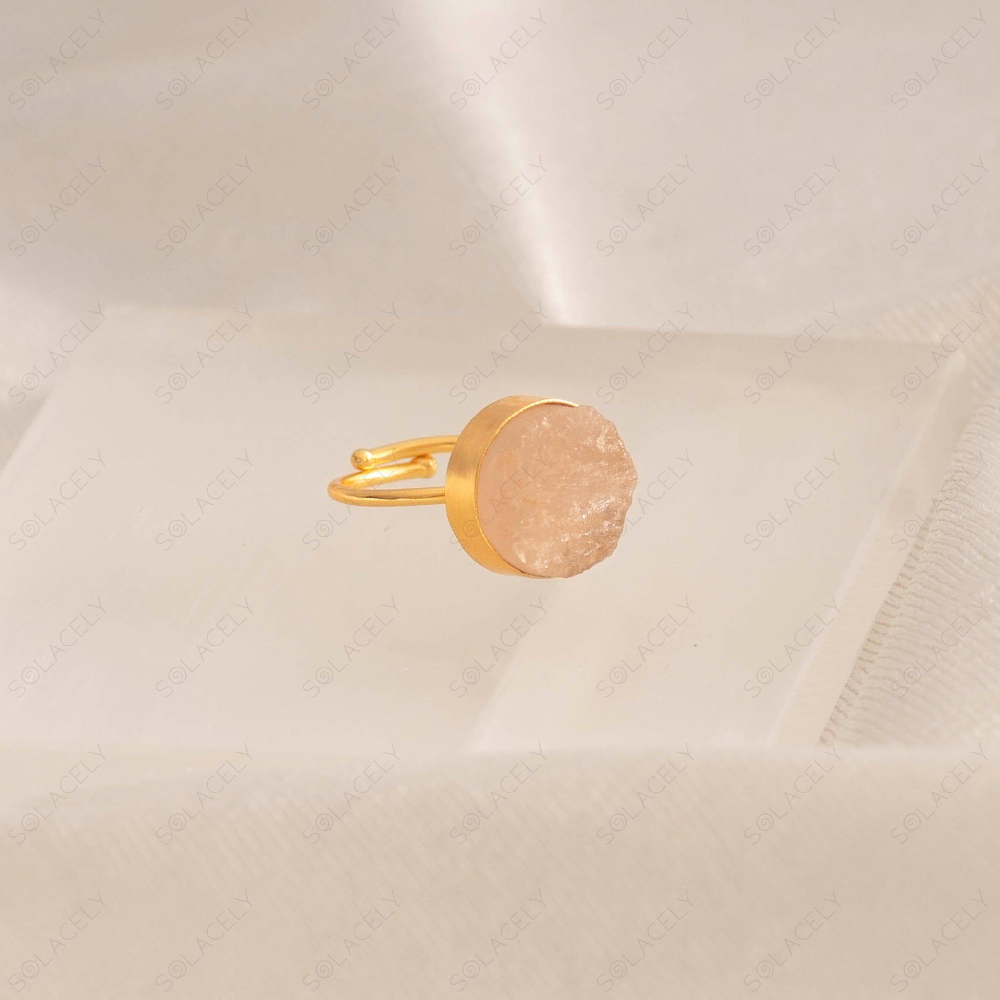 Raw Rose Quartz Ring | For Unconditional Love & Harmony – Solacely