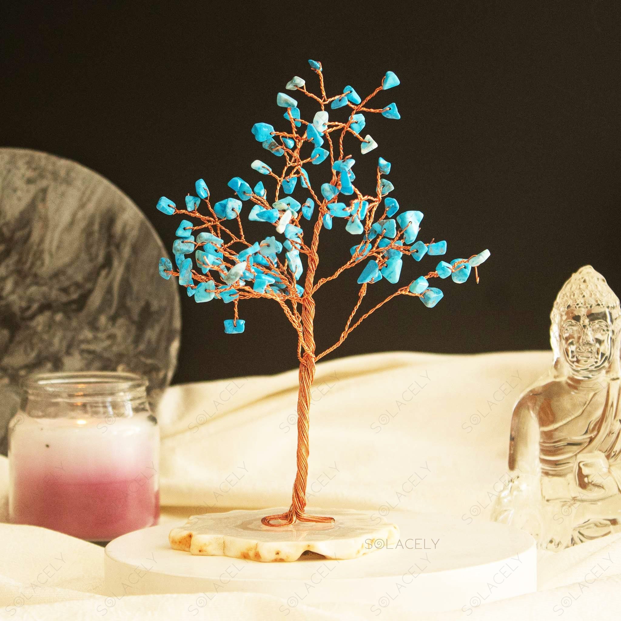 Turquoise Crystal Tree 100 Beads Small