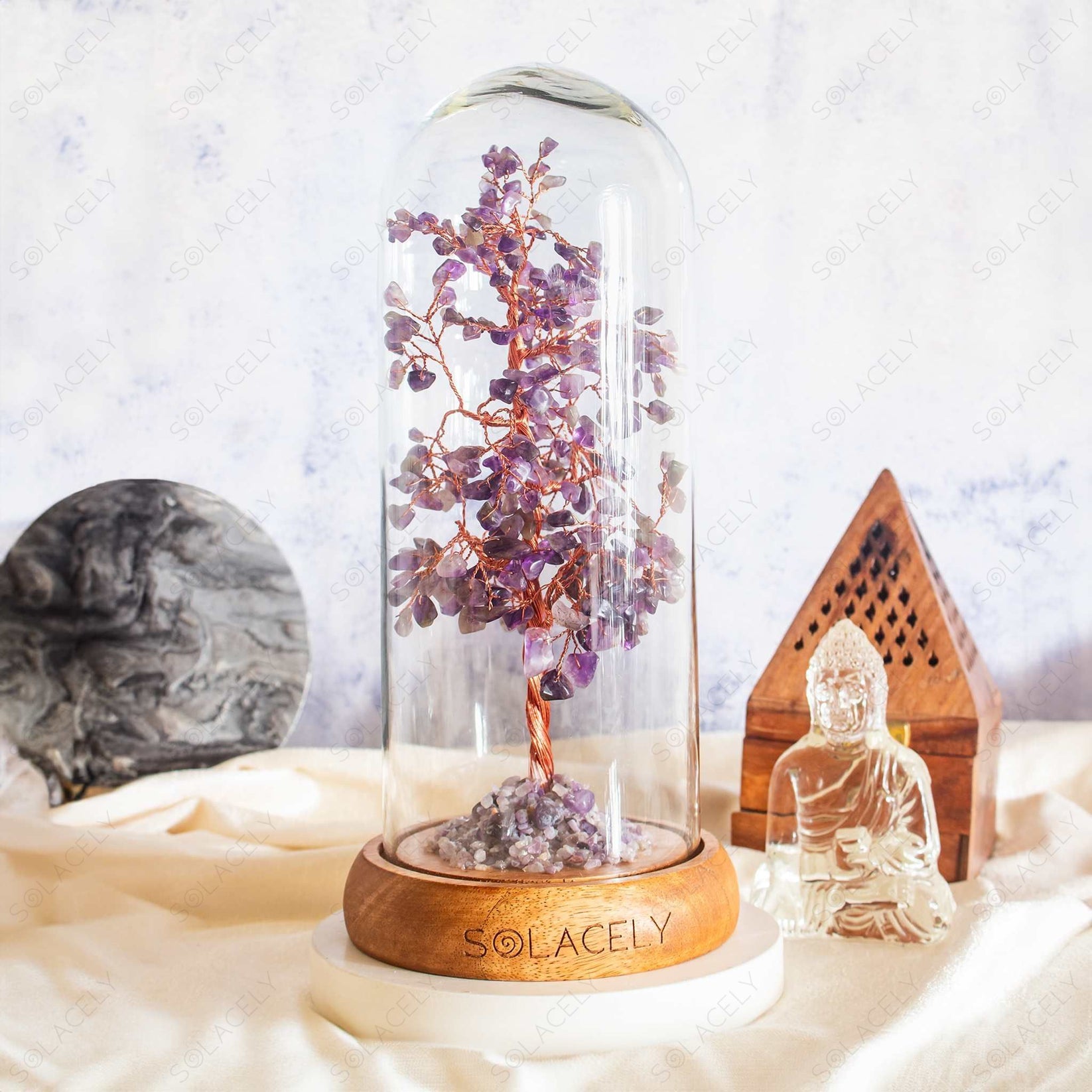 Amethyst Crystal Tree With Glass Jar - Ideal for Gifting