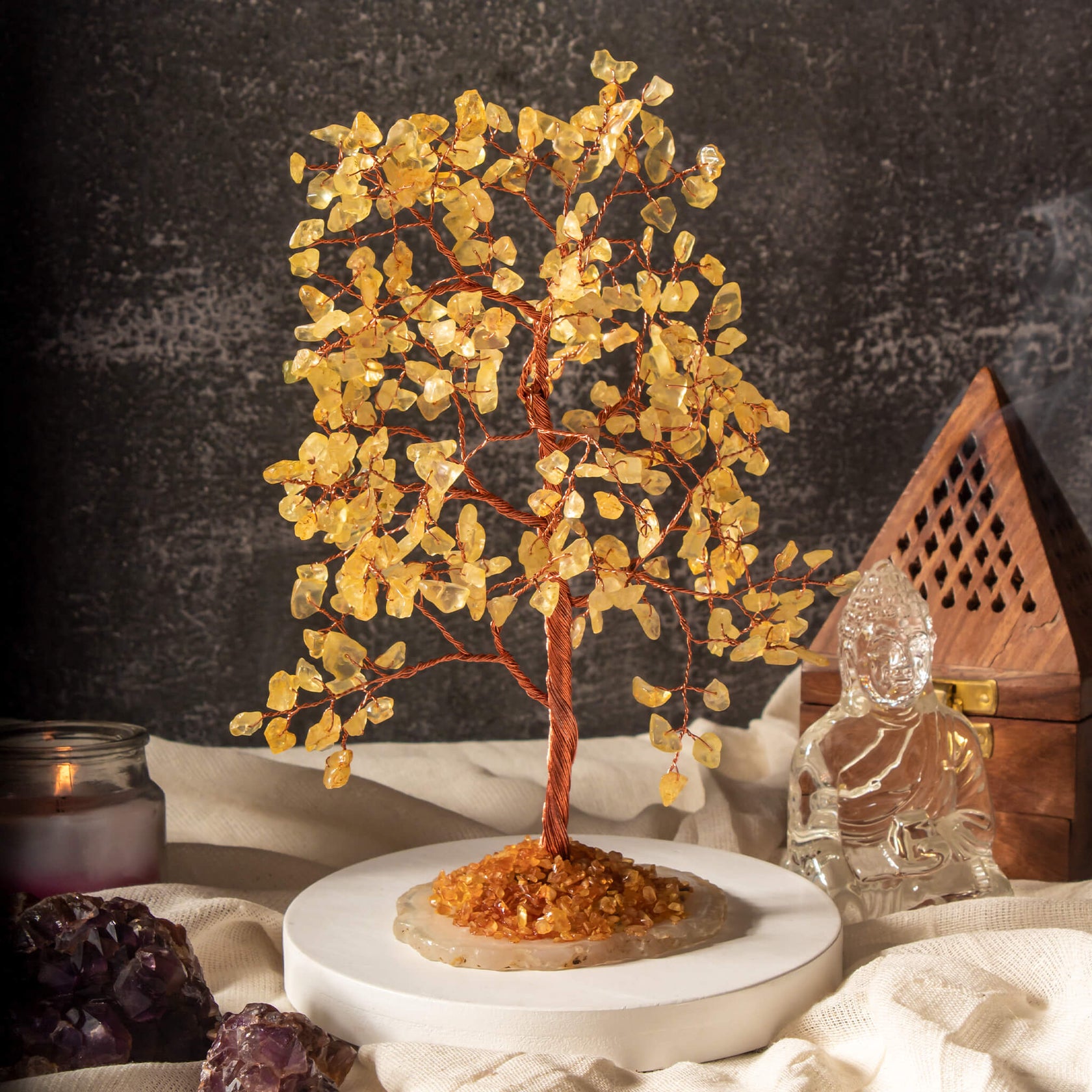 Citrine Tree | Money Tree | Citrine Crystal Tree of Life - Solacely