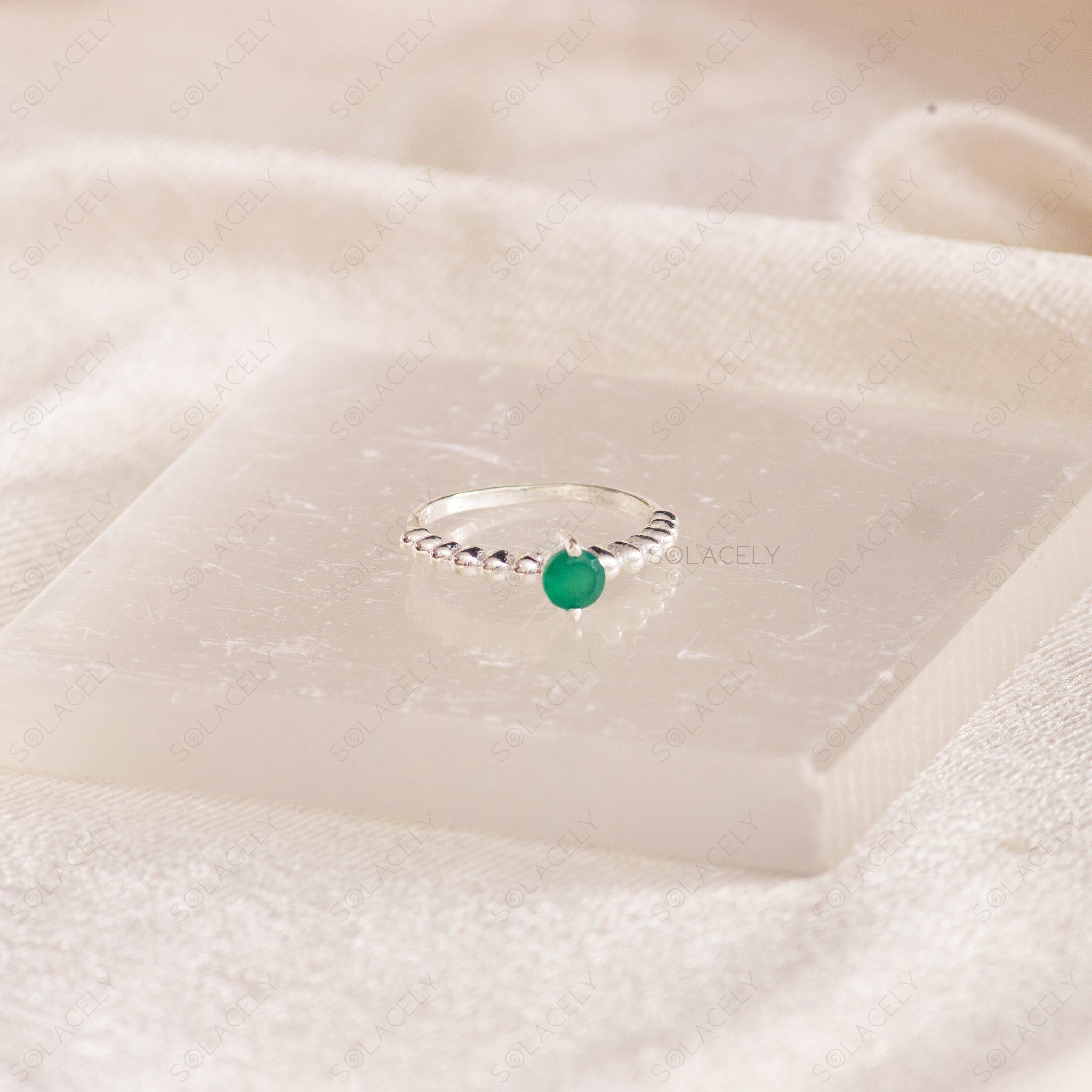 Faceted Green Onyx Sterling Silver Ring – Solacely