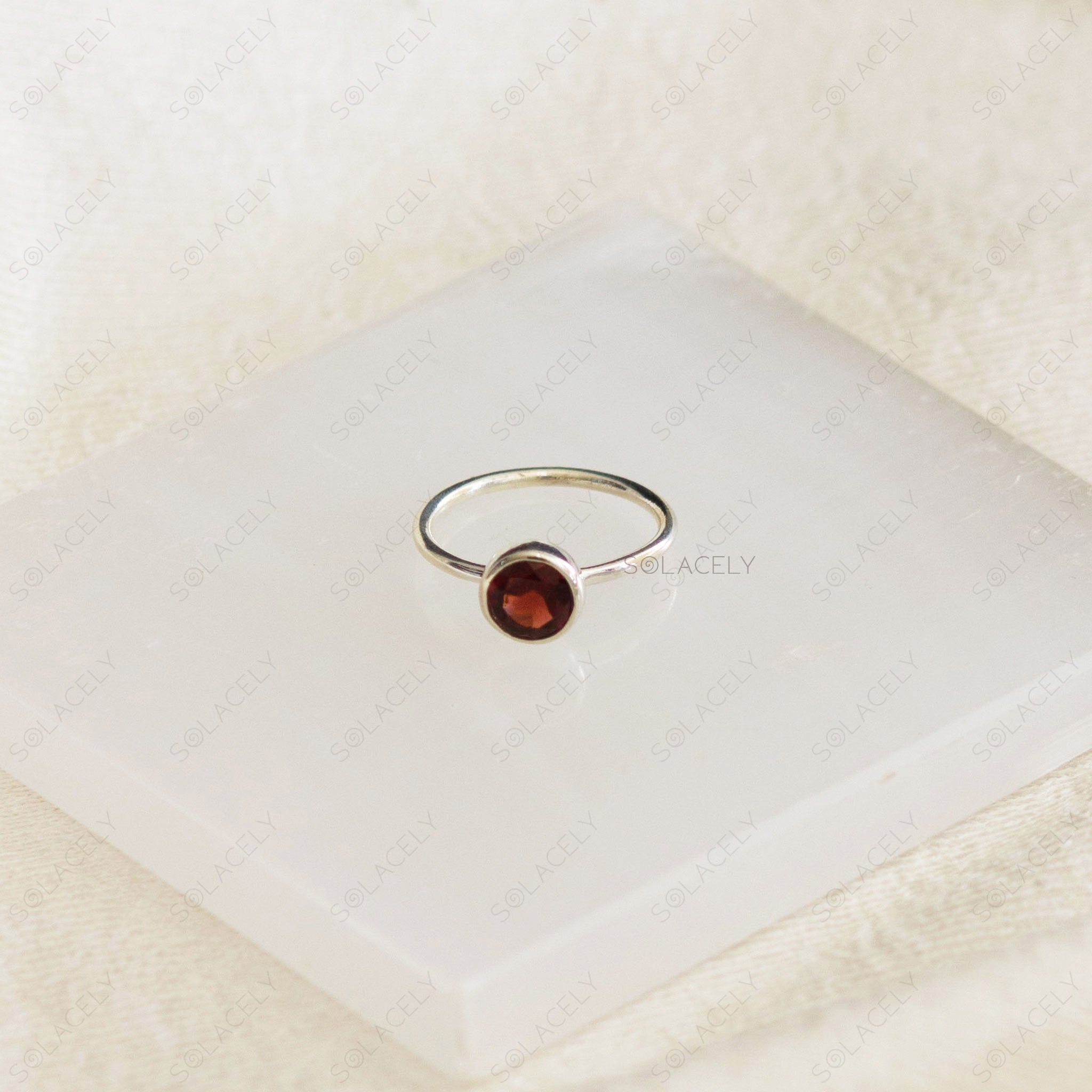 Red Garnet Sterling Silver Ring - Boosts Self-Confidence