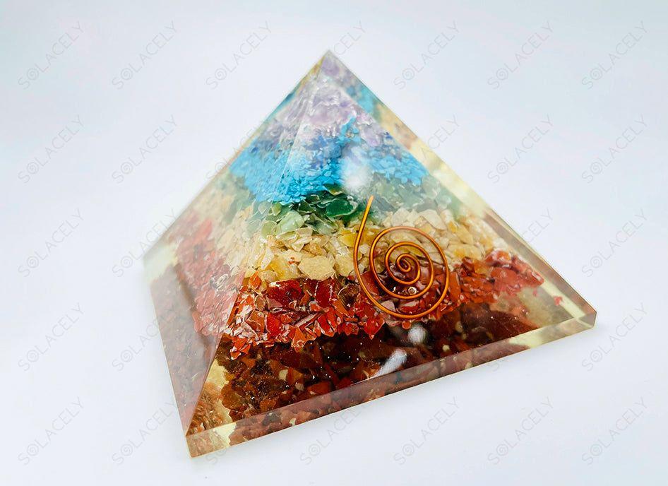 Seven Chakra Orgone Pyramid For Energetic Balance - Solacely